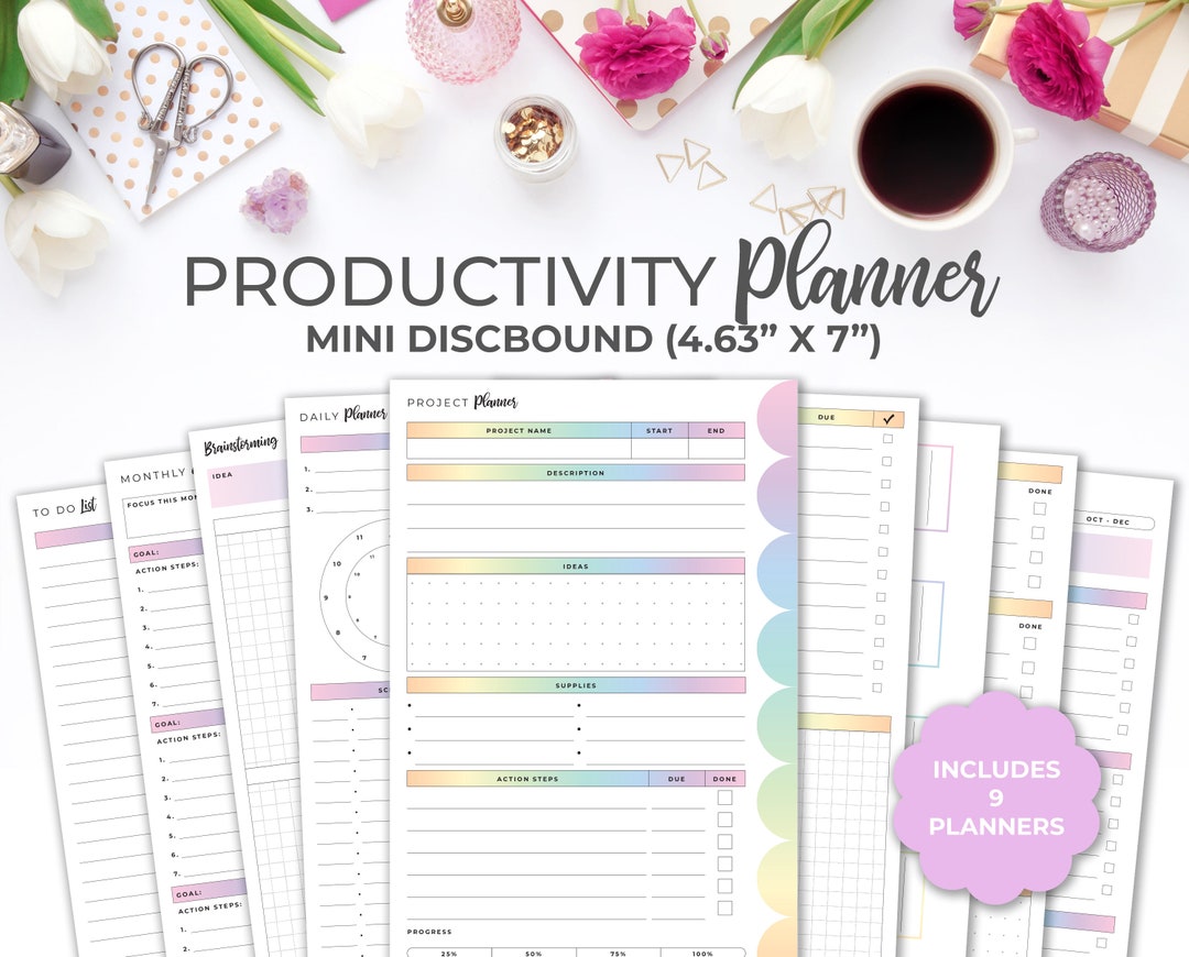 Mini Happy Planner Inserts: Rainbow Productivity Planner Bundle ...