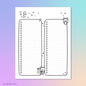 Printable to Do List, Kawaii Cat Planner, Cute Task List A4 A5 Letter ...