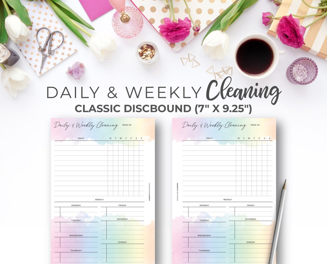 Rainbow Cleaning Schedule Insert: Classic Happy Planner (digital ...