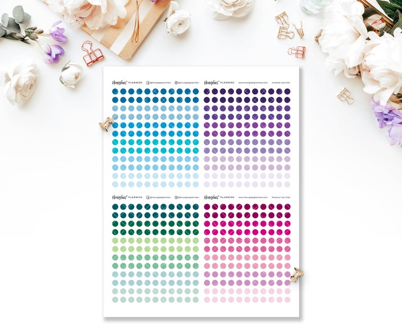 Printable Mini Dot Stickers in Blue Green Pink & Purple - Etsy