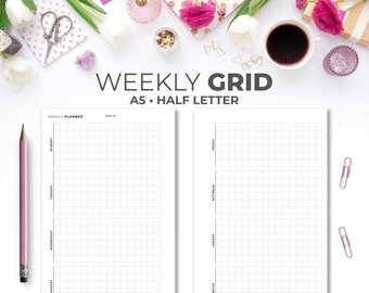 Simple Weekly Diary Grid A4 Printable Planner Insert - Etsy