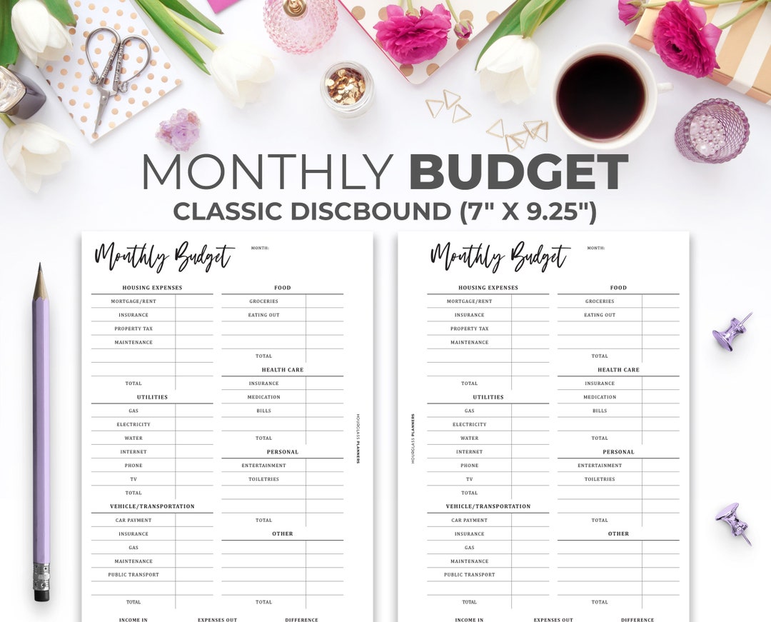 Minimal Monthly Budget Planner Insert for Classic Happy Planner ...