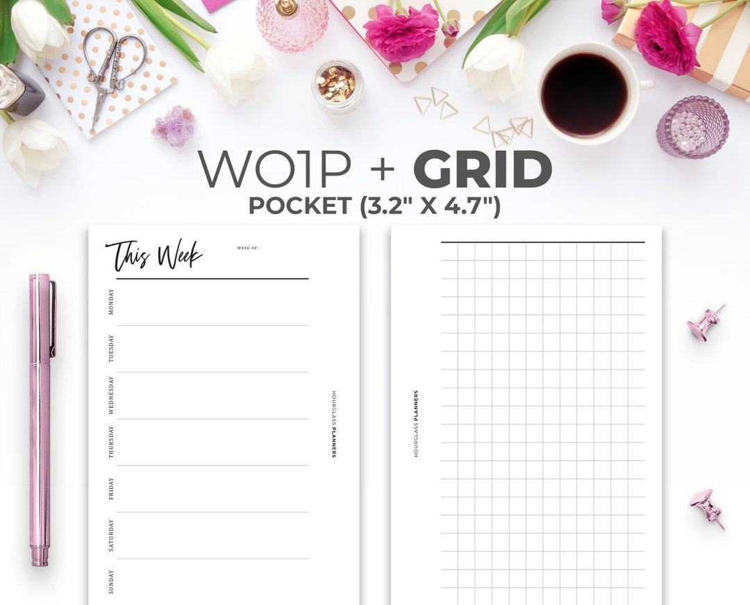 Weekly on One Page With Grid Insert for Pocket Size Minimal Printable ...
