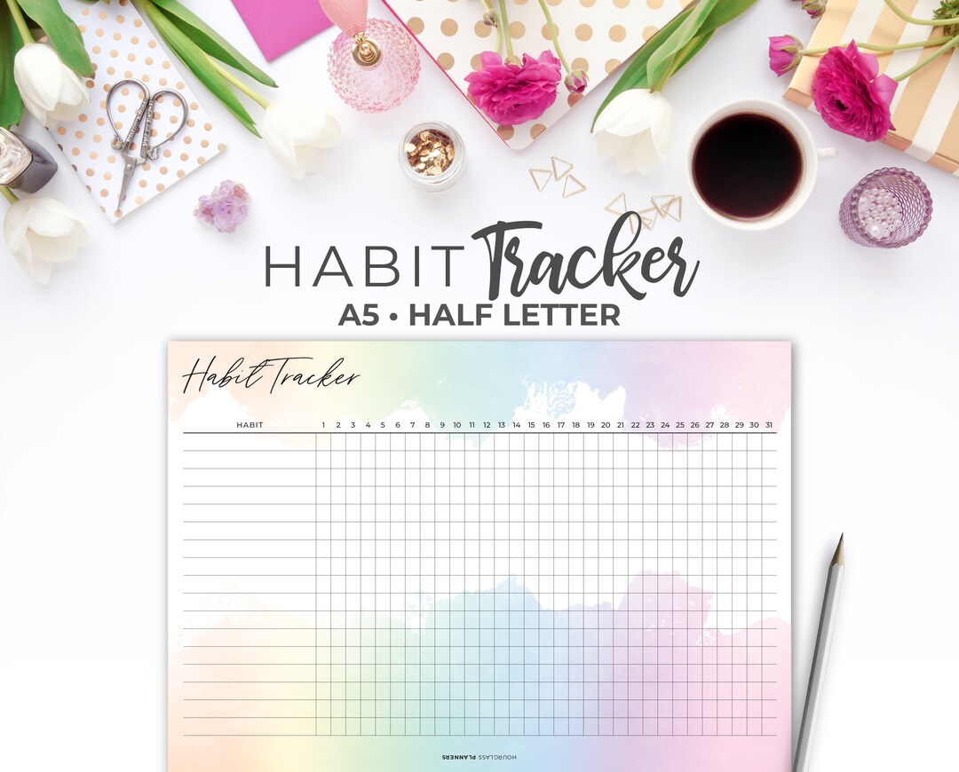 Rainbow Habit Tracker Printable: A5 + Half Letter (digital Download) - Etsy