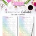 Rainbow 2024 Yearly Mini Calendar on 1 Page Insert A5 & Half - Etsy Canada