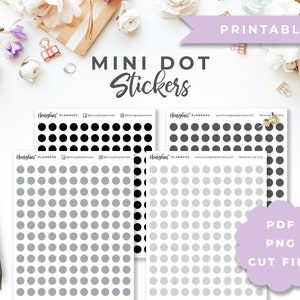 Printable Mini Dot Stickers in Black and Grey Colors - Etsy