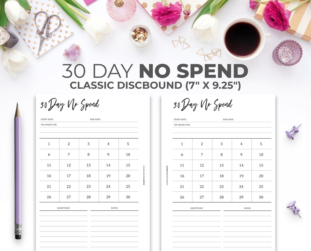 30 Day No Spend Challenge Classic Happy Planner Insert | Minimal ...