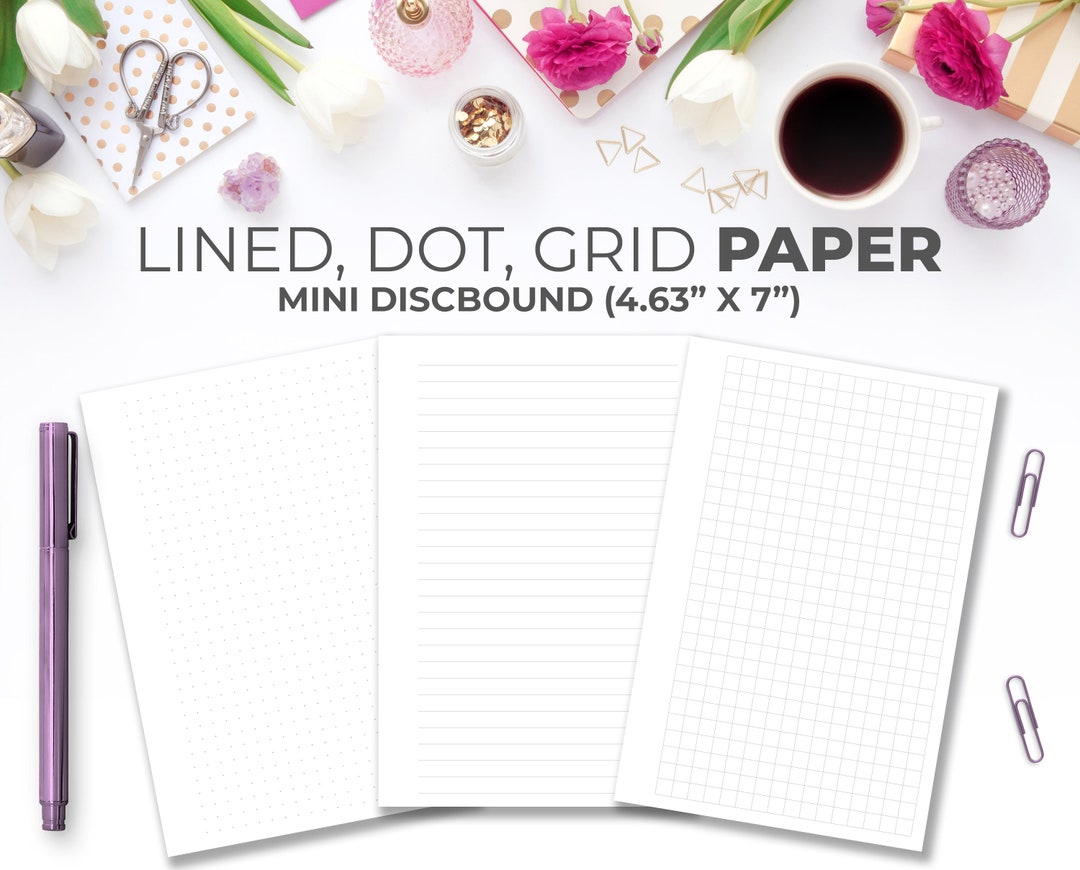Dot Grid Lined Paper Inserts for Mini Happy Planner | Printable Writing ...