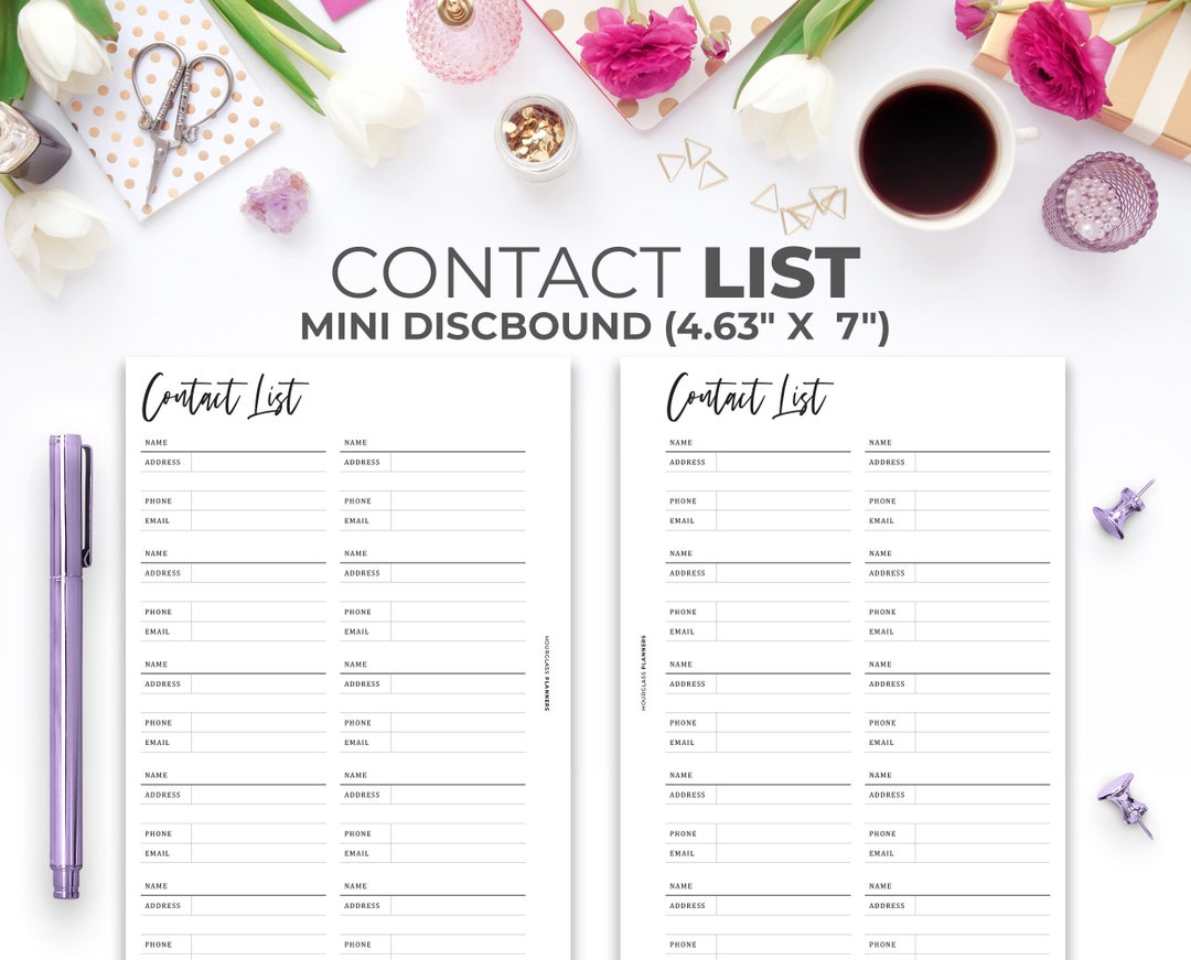 Contact List Insert for Mini Happy Planner | Printable Minimal Address ...