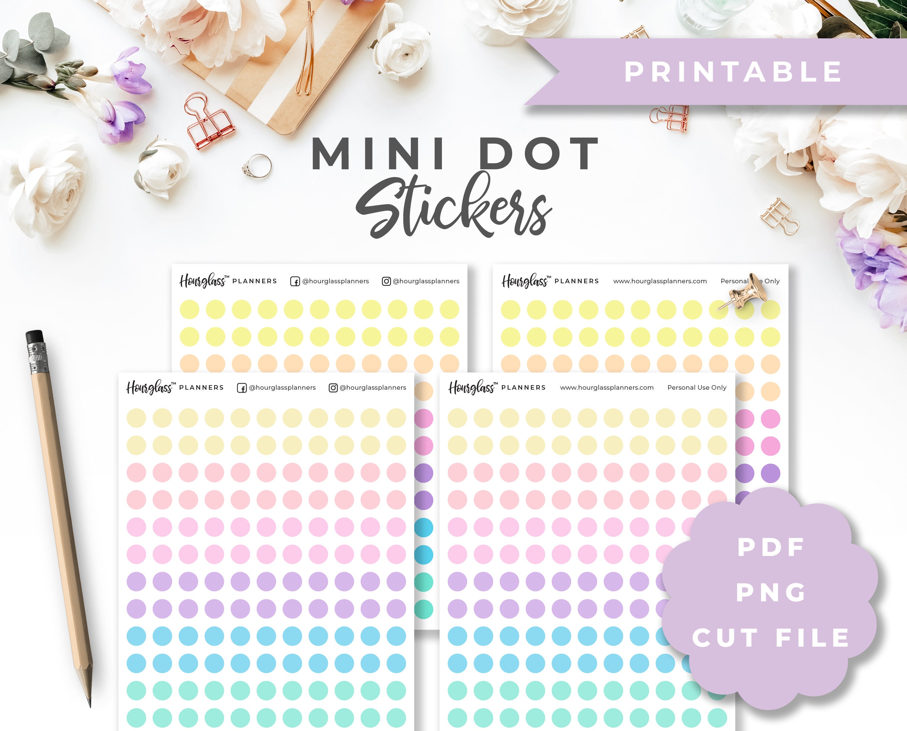 Printable Mini Dot Stickers in Pastel Colors | Etsy