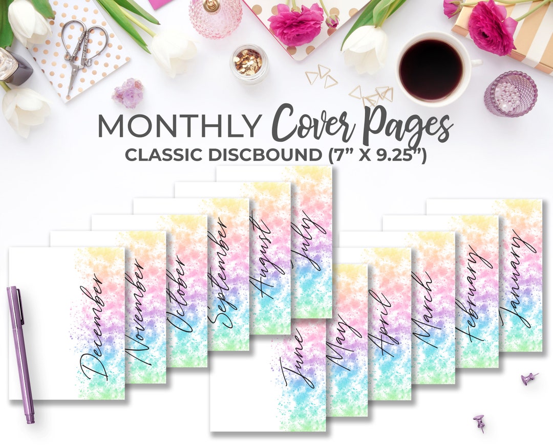 Monthly Cover Page A6 Inserts for Classic Happy Planner | Printable ...
