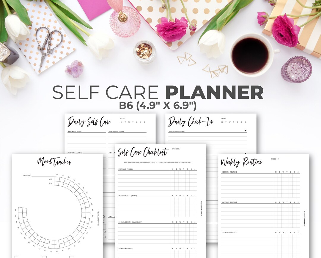 B6 Self Care Planner Inserts | Printable Minimal Wellness Inserts - Etsy