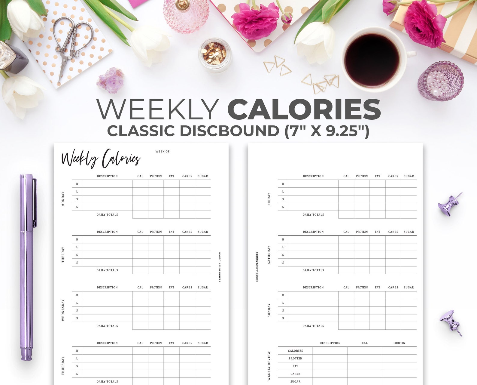 Weekly Calorie Tracker: Printable Food Journal for Happy Planner ...