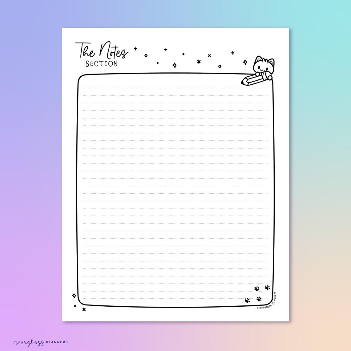 Kawaii Cat Notes Page Printable: A4 A5 Letter Sizes (PDF & PNG Digital ...