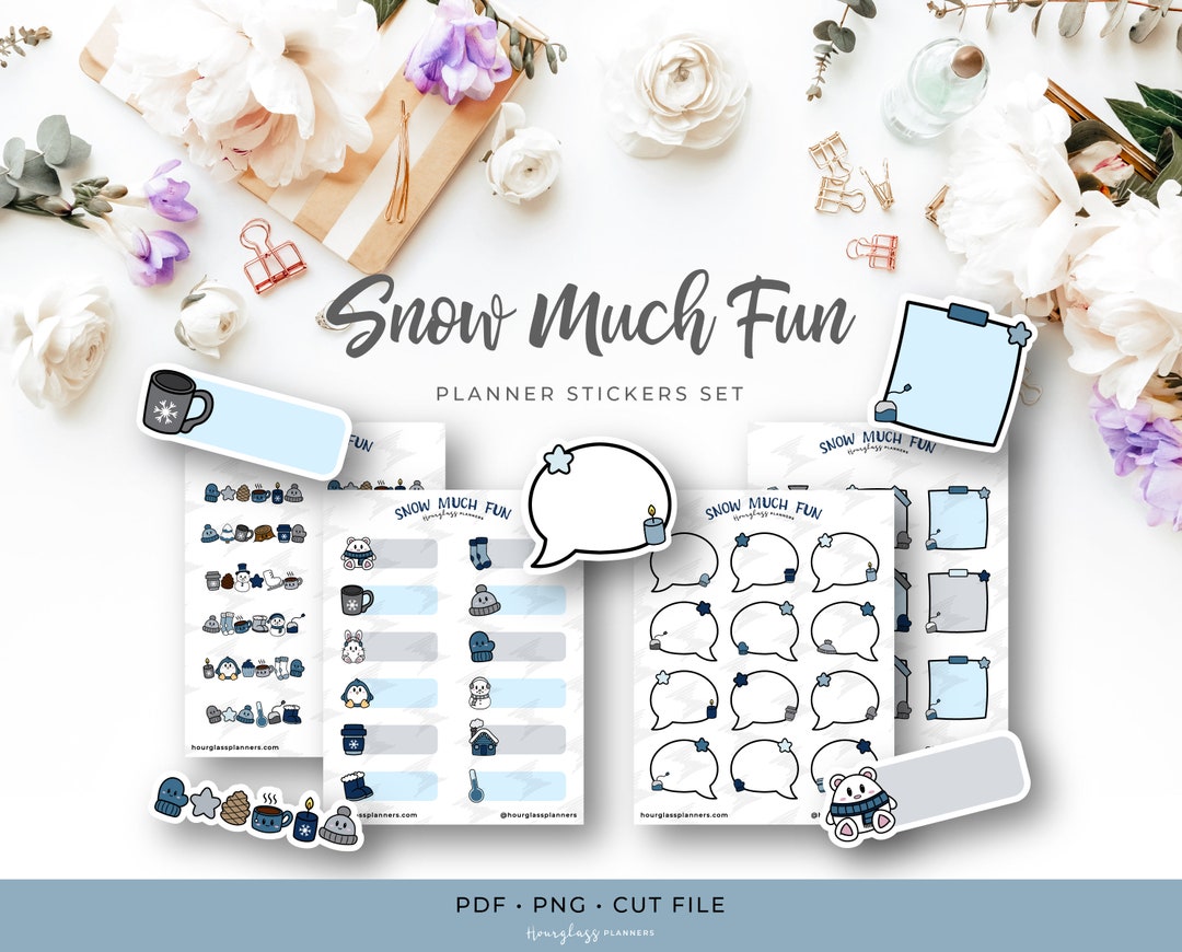 Snow Much Fun Printable Planner Stickers - Set of 4 Sheets: Quarter ...