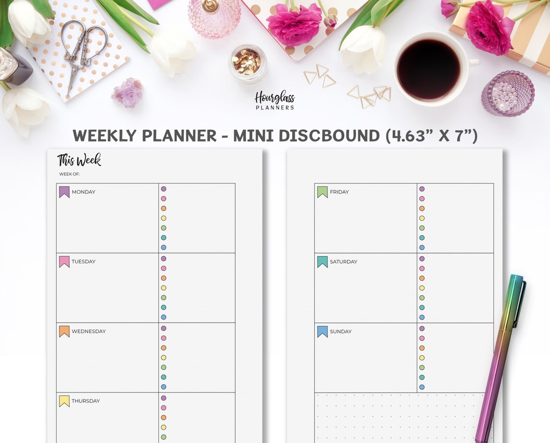 Weekly Planner on 2 Pages Printable Undated Inserts for Mini Happy ...