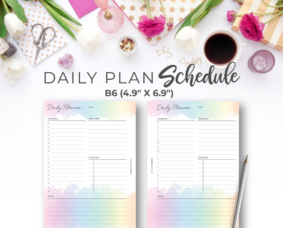 Rainbow Daily Planner B6 Inserts: Schedule & Notes (PDF Pattern) - Etsy