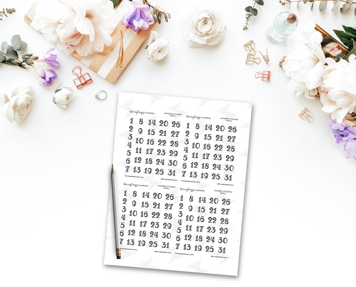 Printable Date Number Planner Stickers - Small (A01S) - Etsy