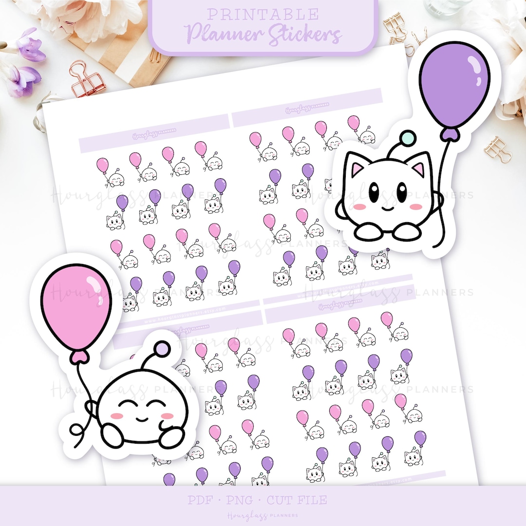 Printable Cute Character Stickers | Pixel & Lumi Balloon Stickers ...