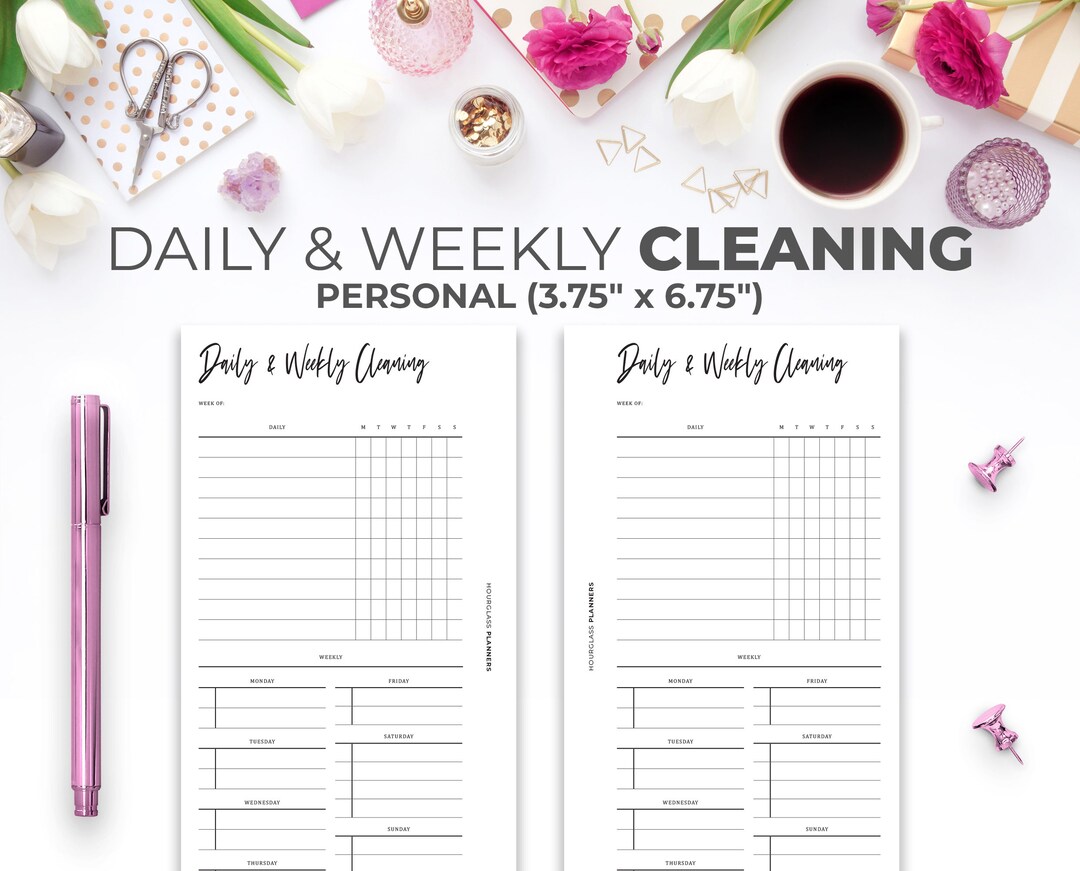Cleaning Schedule Personal Insert | Printable Minimal Household Chore ...