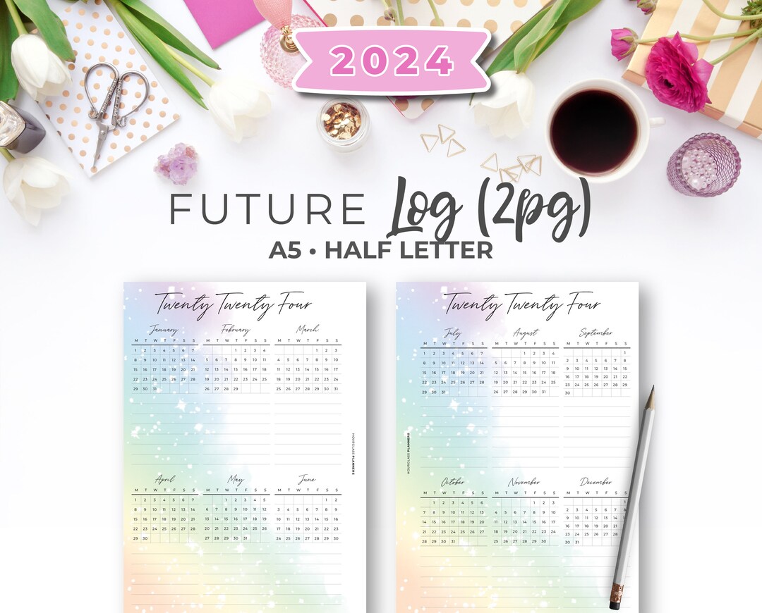 2024 Future Log Insert Printable A5 & Half Letter Dated 2024 Rainbow ...