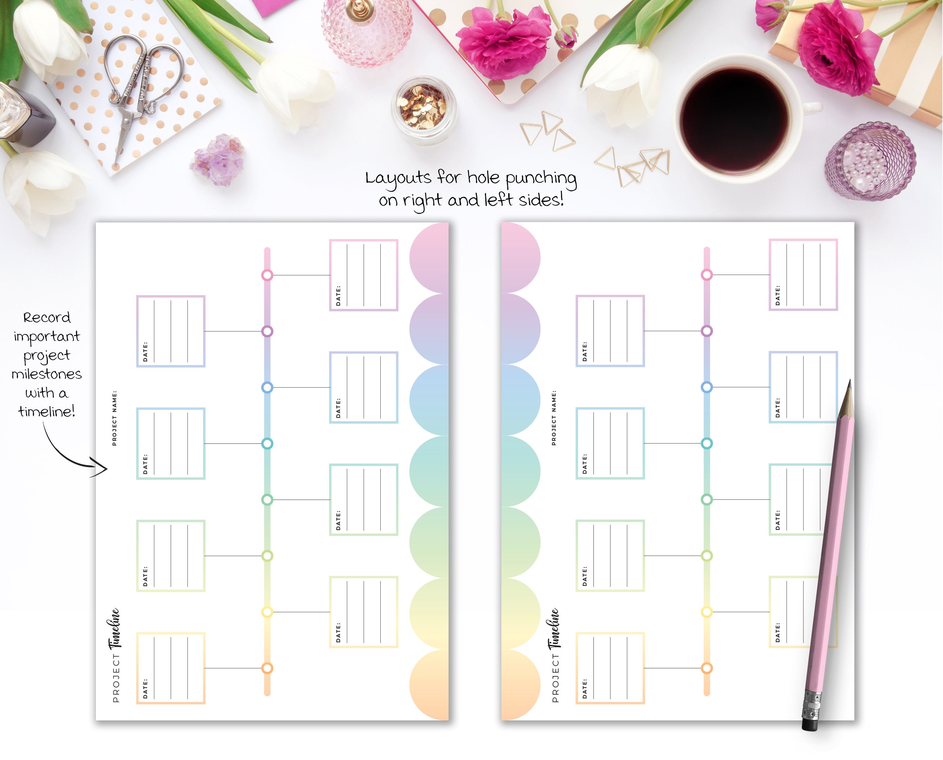 Productivity Planner Bundle A6 Inserts Rainbow Project and - Etsy