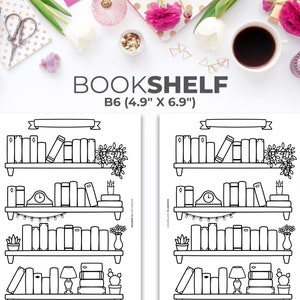 Bookshelf Reading Tracker B6 Insert Minimal Printable Books to Read ...