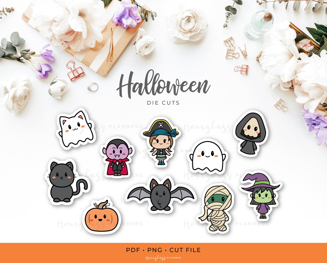 Halloween Characters Printable Die Cuts | Spooky Cute Kawaii Character ...