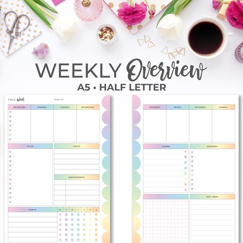 Personal Weekly Planner Printable Week on Two Pages - Etsy