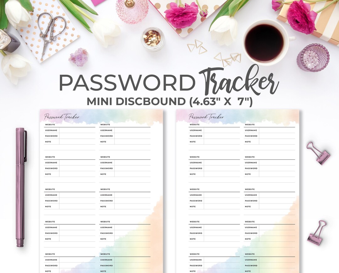 Mini Happy Planner Password Tracker Insert: Rainbow Design (digital ...