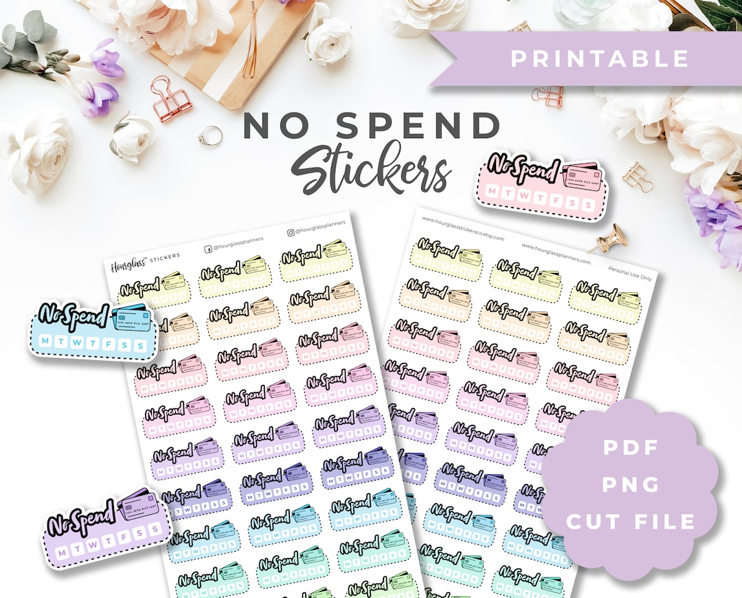 Printable No Spend Tracker Stickers in Rainbow Colors - Etsy