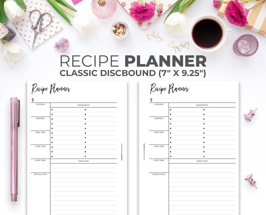 Recipe Planner Insert for Classic Happy Planner | Minimal Printable ...