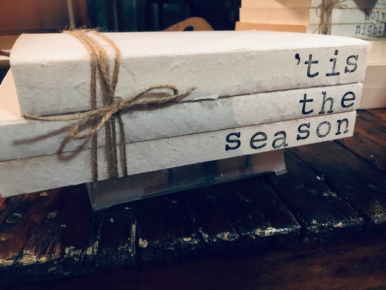 Seasonal Stamped Book Stack Set - Etsy