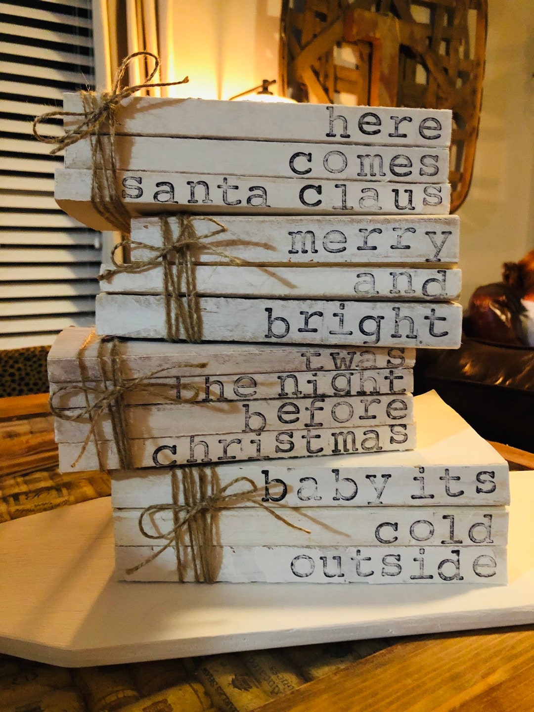 Seasonal Christmas Holiday Stamped Book Stack - Etsy