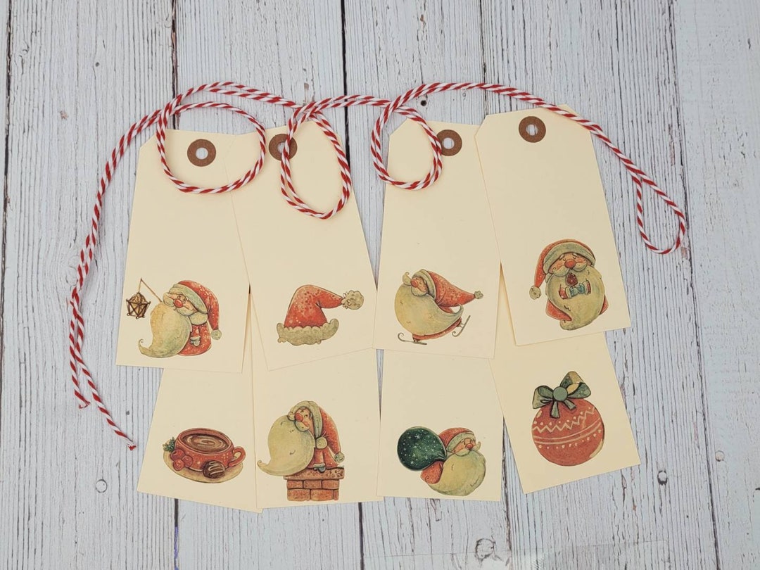 Vintage Inspired Christmas Gift Tags, Large, Set of 8 With Vintage ...