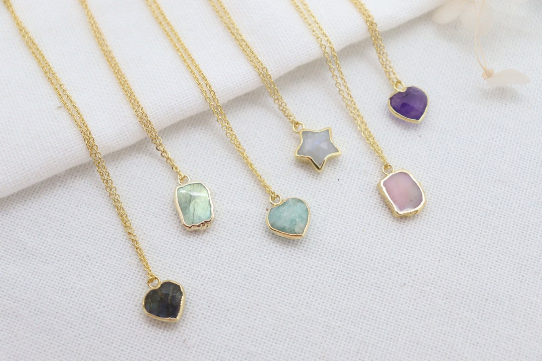 Cute Real Gemstone Necklace, Boho Gemstone Necklace, Gorgeous Handmade ...