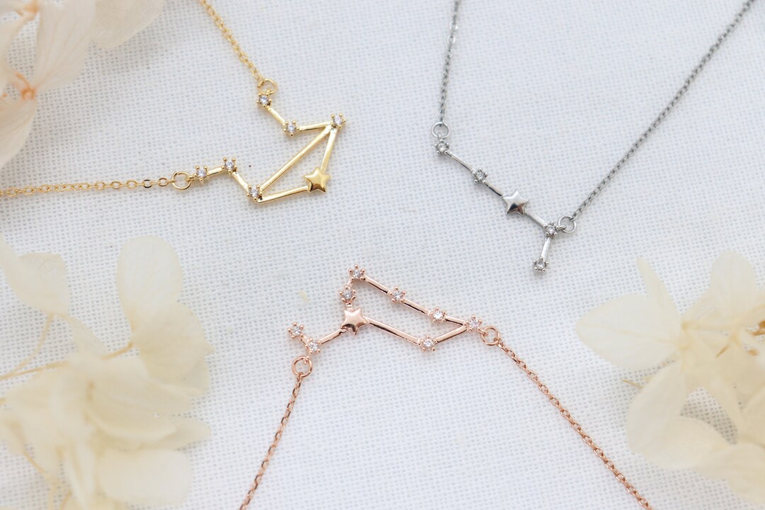 Star Zodiac Signs Necklace Minimalist Necklace, Gold Zodiac Signs ...