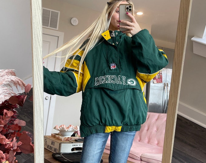 Rare Vintage 90s Starter Green Bay Packers Jacket Zip up Pull Over Coat ...