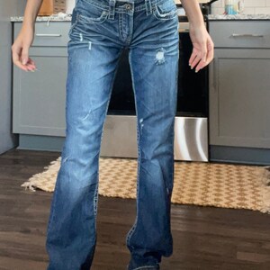 Y2K Low Rise Jeans Bell Bottom Boot Cut Trendy Hilton Type 2000s Silver ...