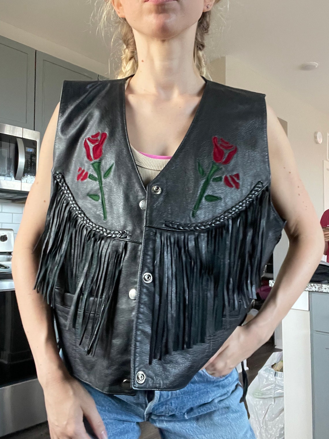 Vintage Leather Fringe Vest Vintage With Tags Tiger King - Etsy