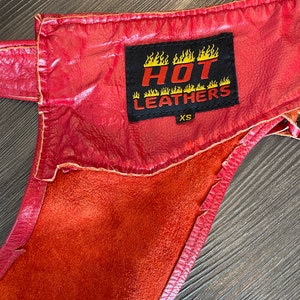 Rare Vintage Leather Fringe Red Chaps Ass Less Sexy Genuine Motorcycle ...