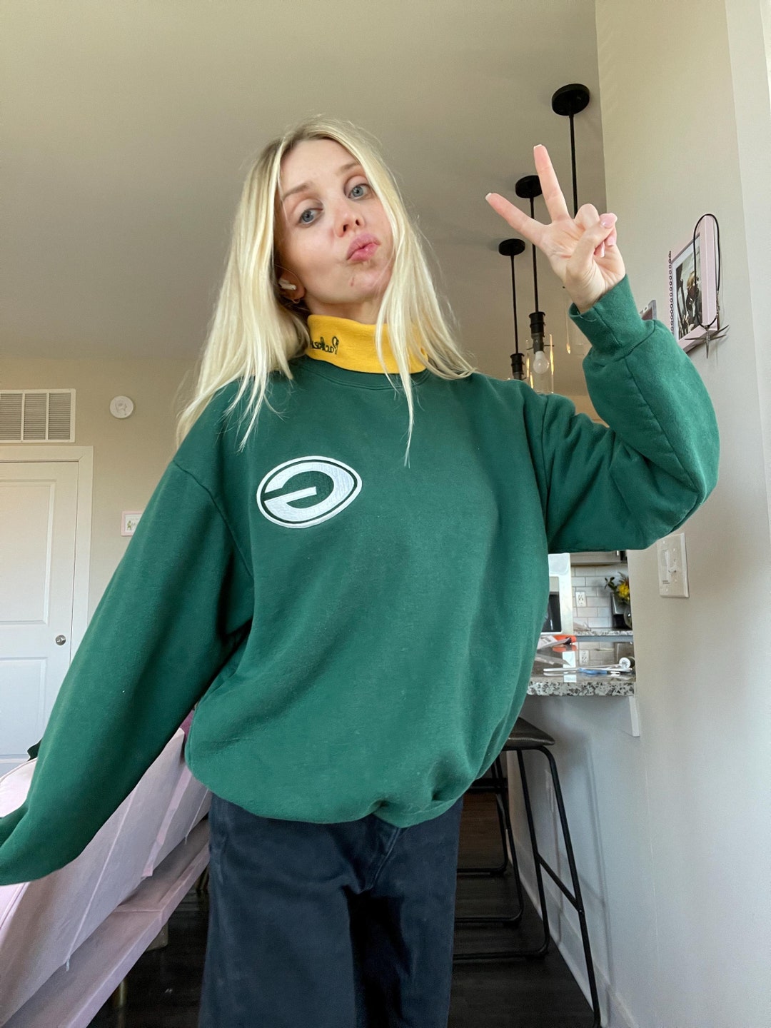 Rare Vintage 90s Green Bay Packers Turtleneck Sweater Super Bowl ...
