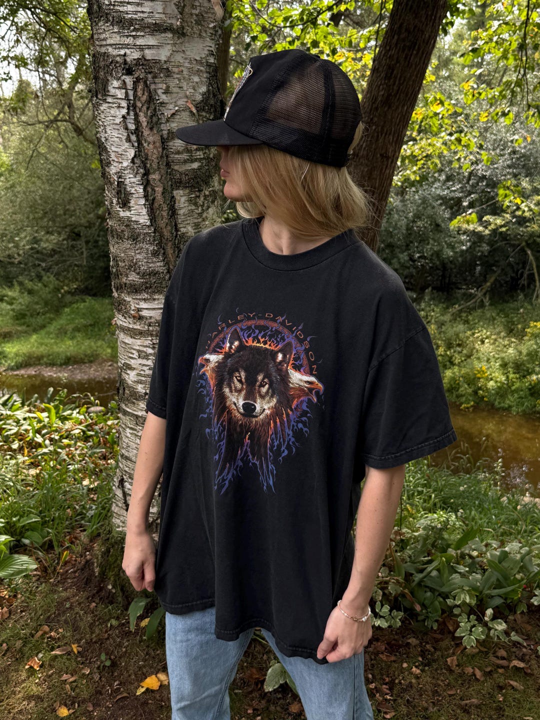 Rare Wolf Vintage Harley Davidson Distressed 90s Milwaukee USA Eagle ...