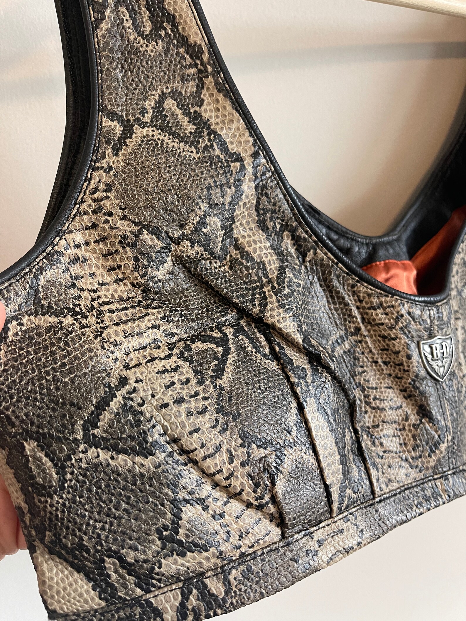 Harley Davidson Leather Top Vintage Snakeskin Bra Style 80s | Etsy