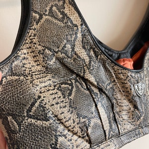 Harley Davidson Leather Top Vintage Snakeskin Bra Style 80s Sexy Harley ...