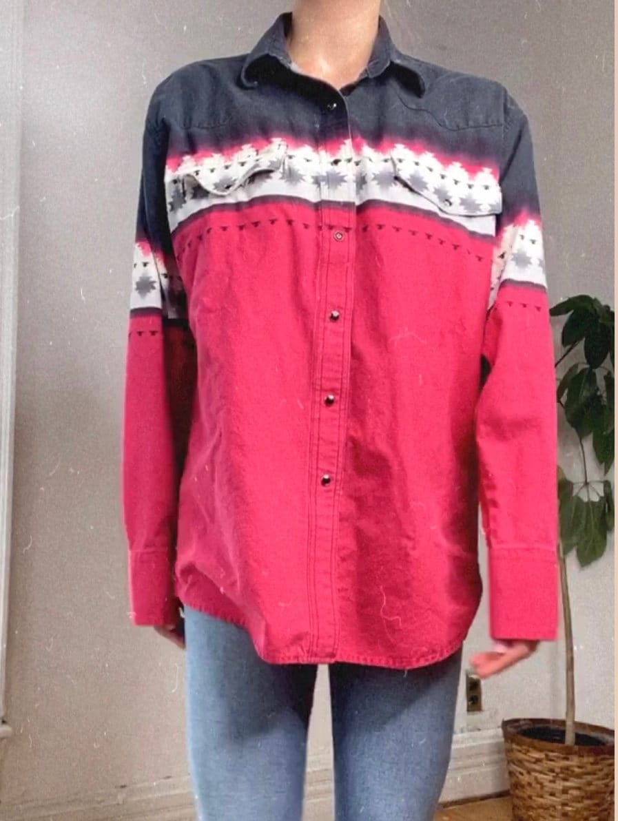 Vintage wrangler button up cowboy shirt glass buttons John Wayne type ...