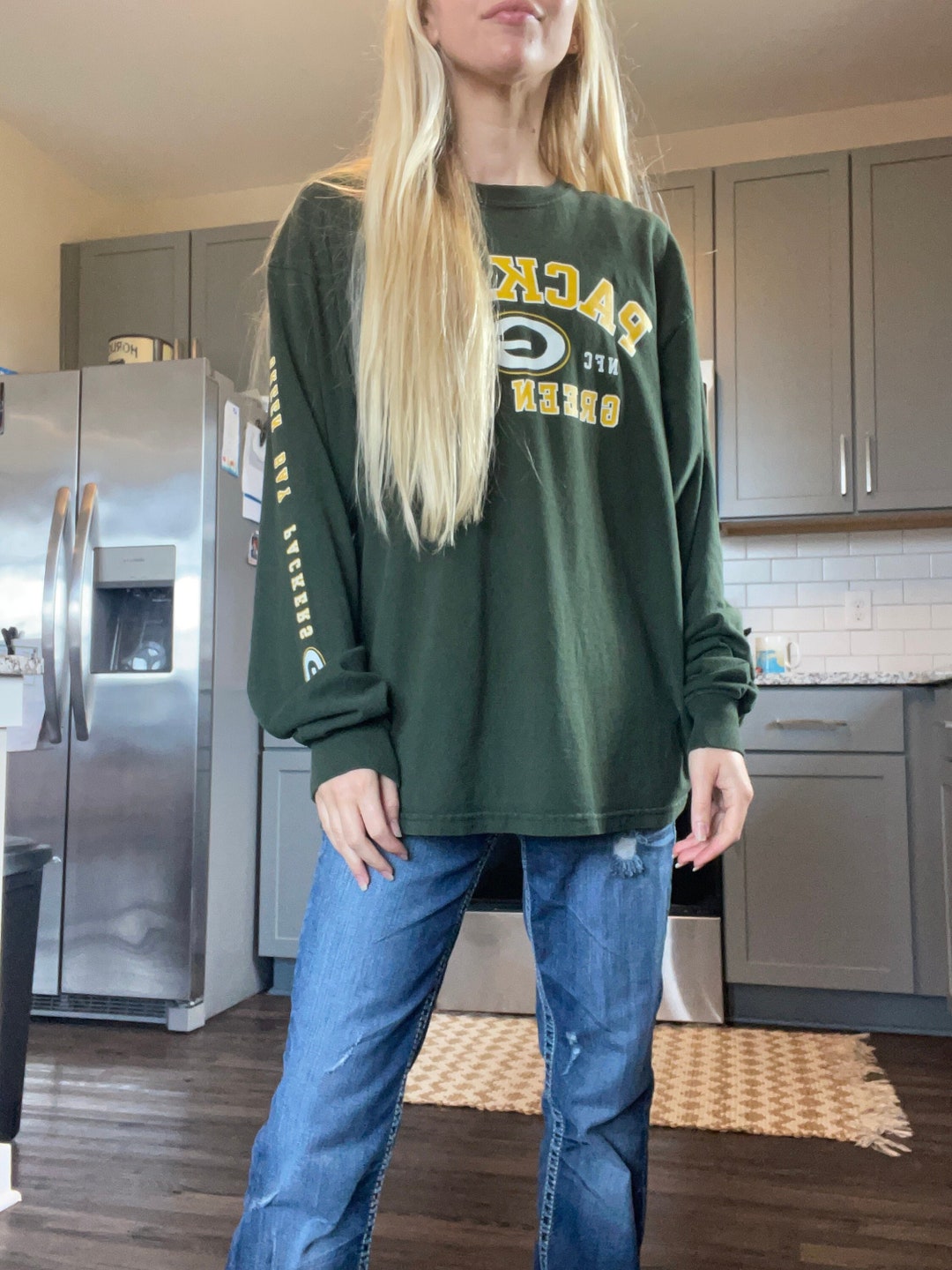 Vintage Green Bay Packers Crewneck Long Sleeve Top Lambeau Greenbay ...