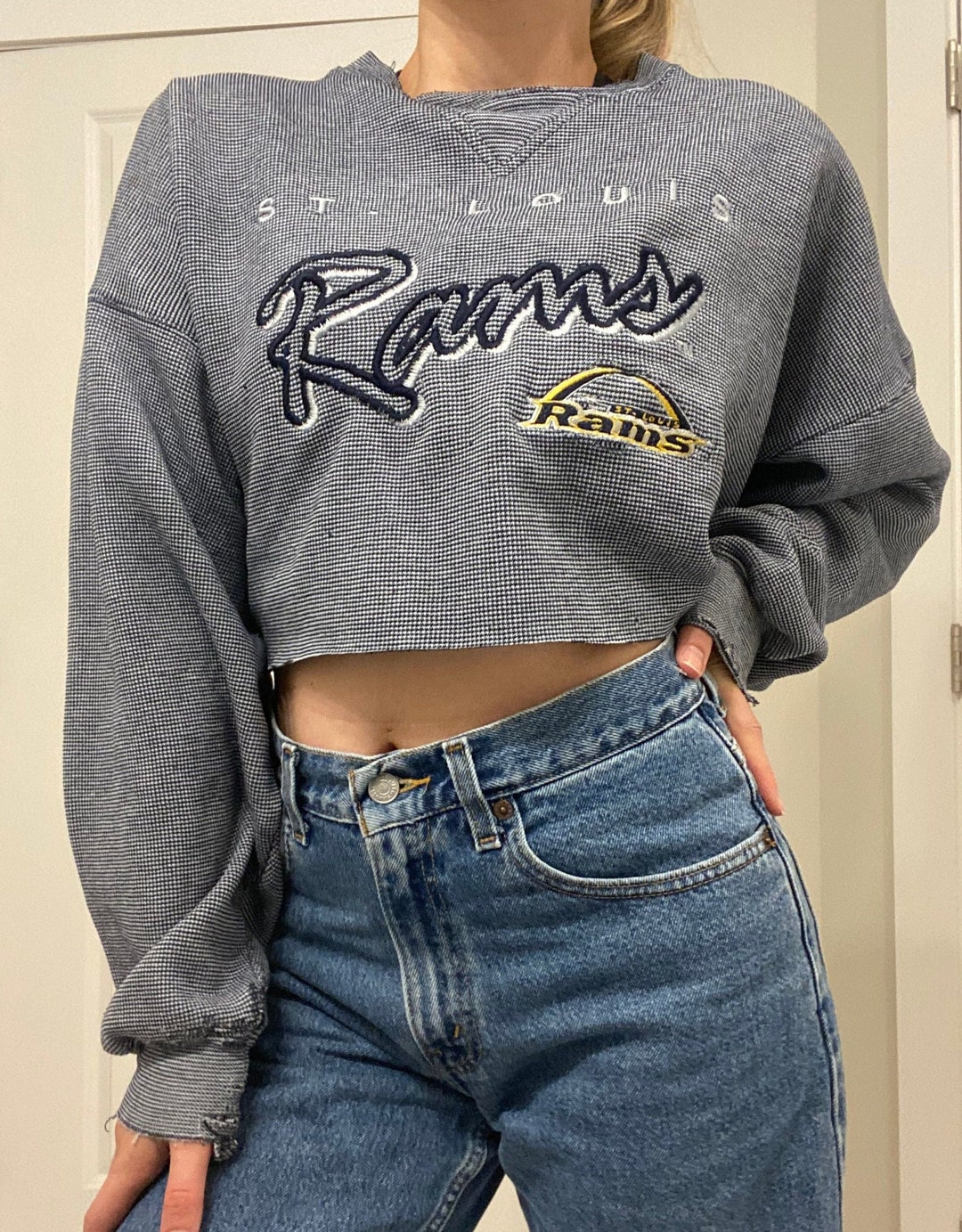 Rare Vintage 90s LA Rams Distressed Super Bowl Champions Cropped Y2K ...