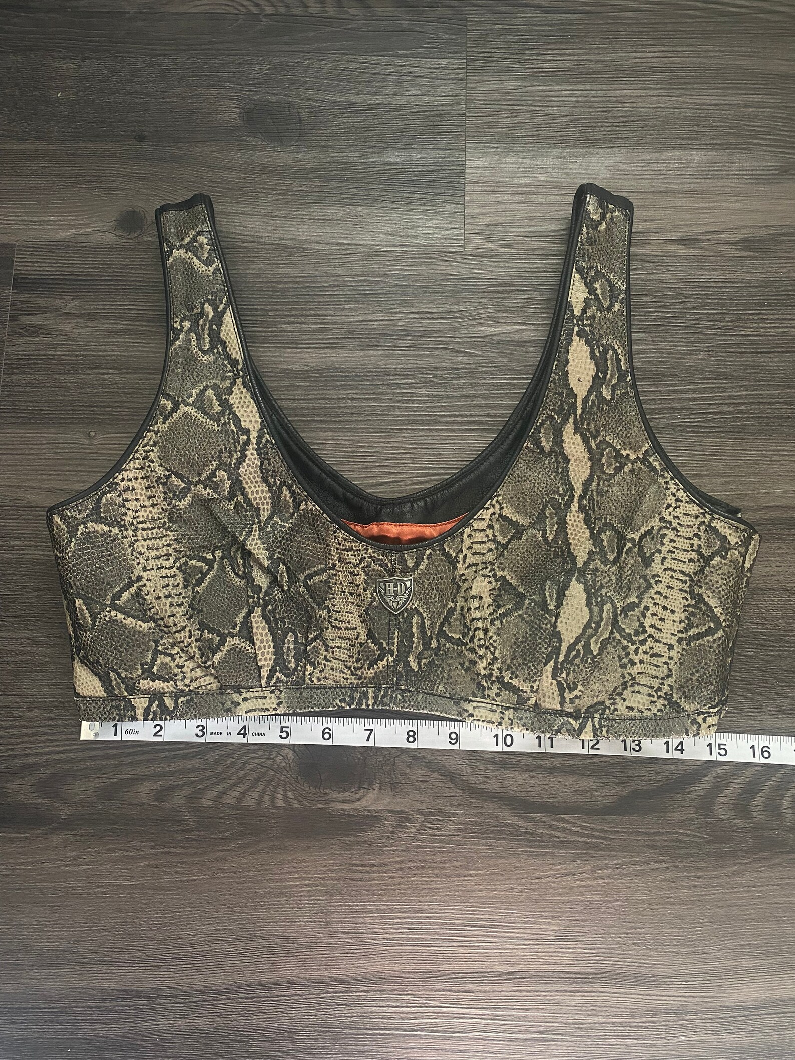 Harley Davidson Leather Top Vintage Snakeskin Bra Style 80s | Etsy