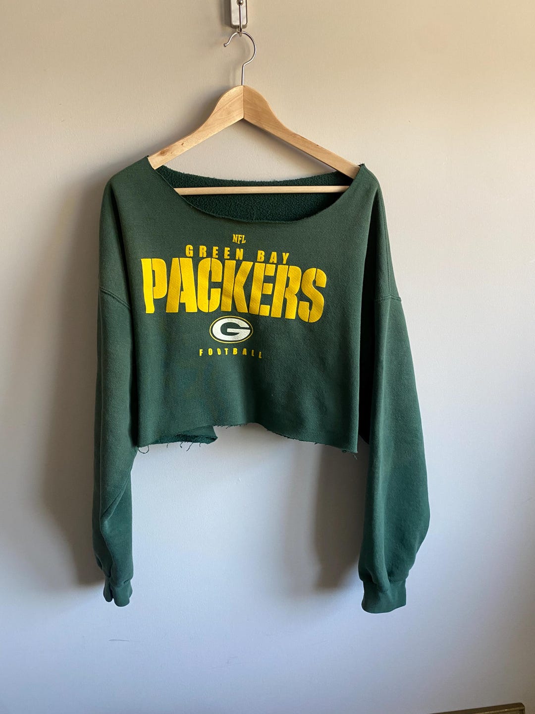 Vintage off the Shoulder Y2K Cropped Green Bay Packers Crewneck NFL ...